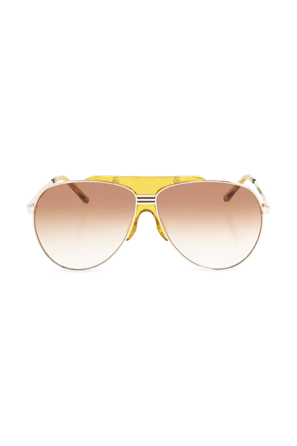 Attico Linda Farrow X Aviator Sunglasses - Gold