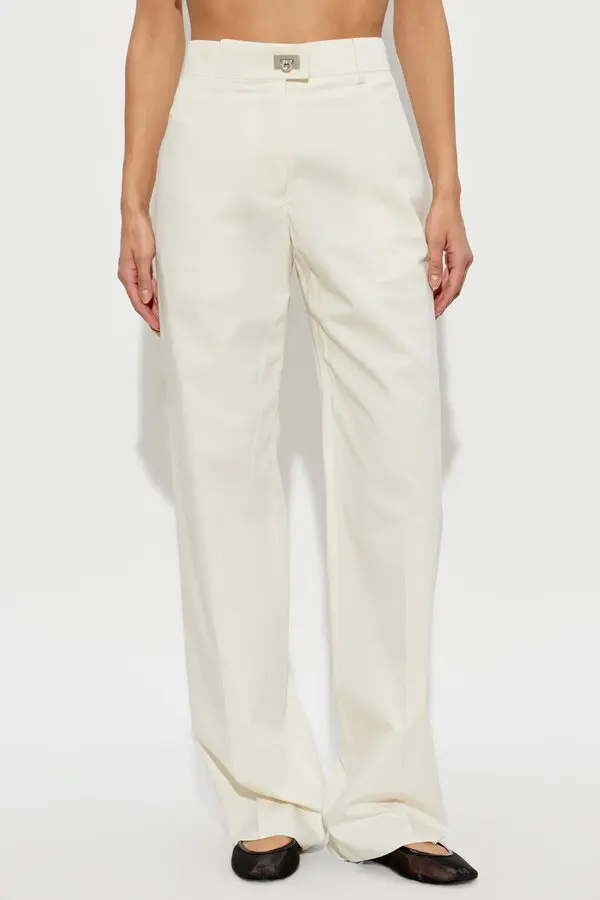 FERRAGAMO High Waisted Wide Leg Trousers With Buckle Detail