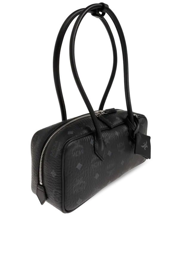 Mcm Aren' Embossed Leather Bag - Black