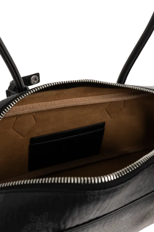 Mcm Aren' Embossed Leather Bag - Black