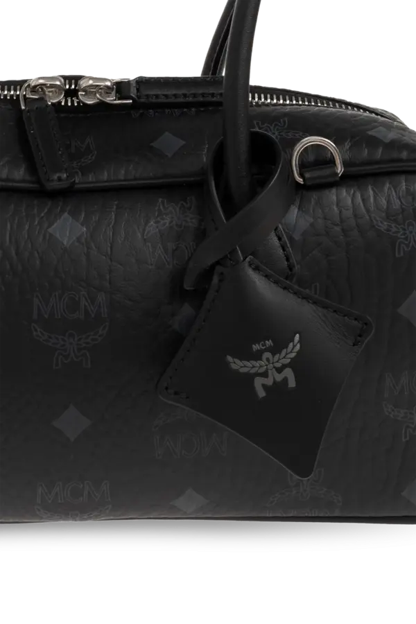 Mcm Aren' Embossed Leather Bag - Black