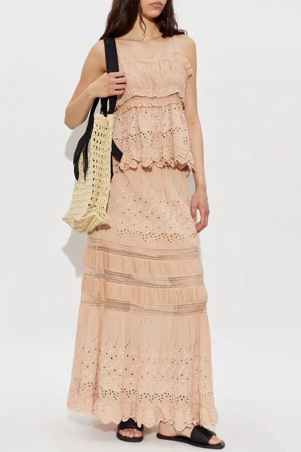 ALLSAINTS Camille Embroidered Maxi Skirt - Pink