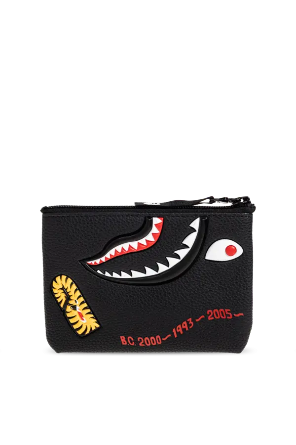 A BATHING APE Leather Pouch With Shark Applique