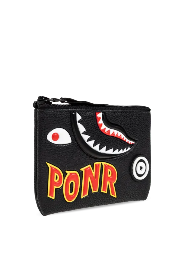 A BATHING APE Leather Pouch With Shark Applique