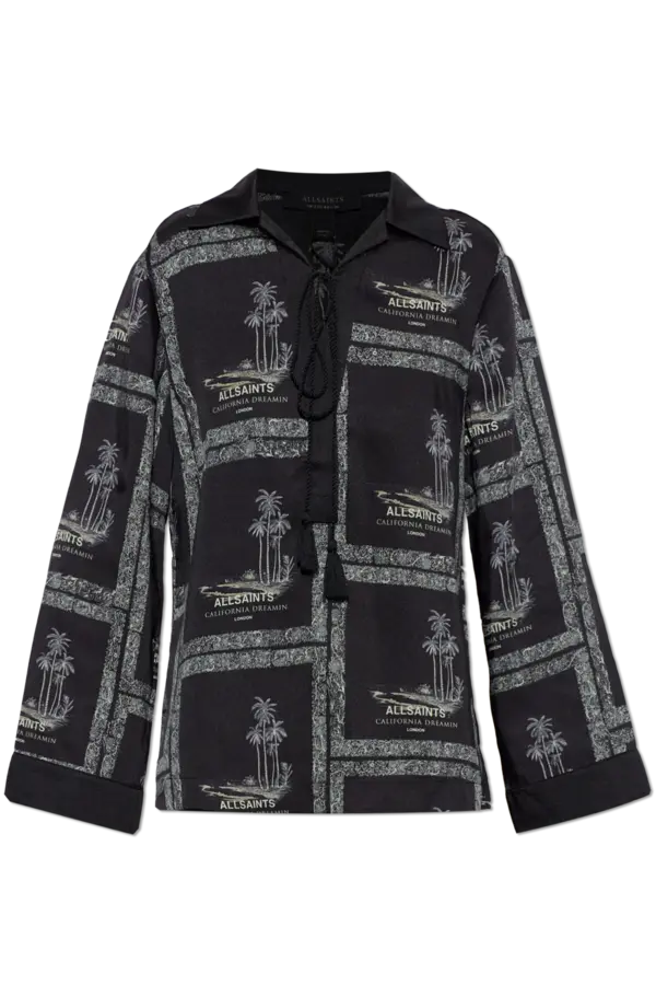 ALLSAINTS Lettie" Shirt With Palm Motif Print And Drawstring Detail