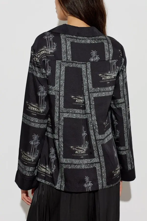 ALLSAINTS Lettie" Shirt With Palm Motif Print And Drawstring Detail