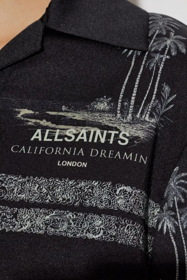 ALLSAINTS Lettie" Shirt With Palm Motif Print And Drawstring Detail