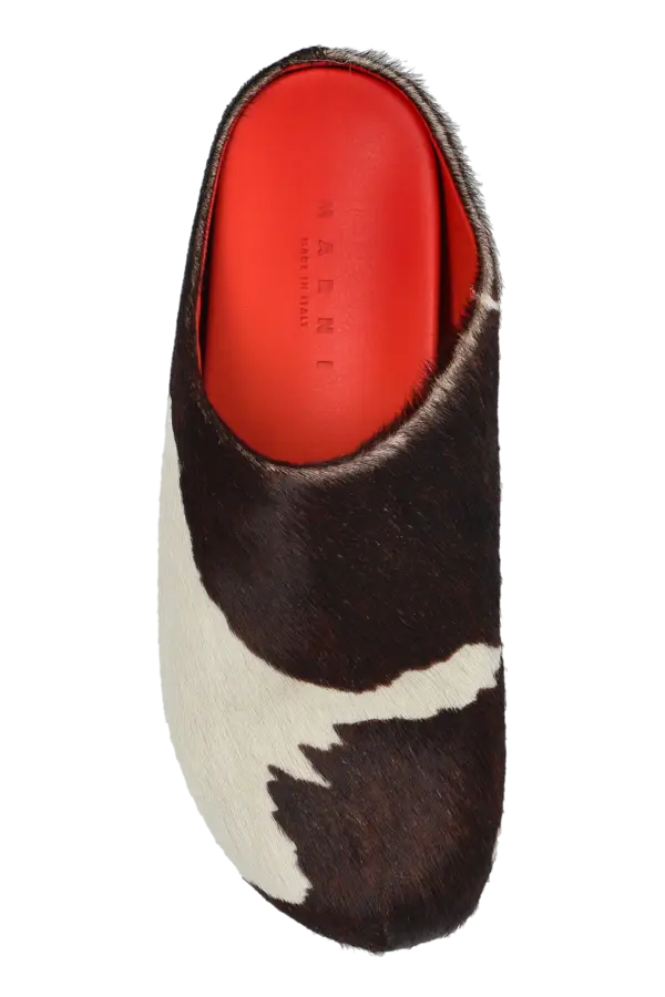 Marni Haircalf Animal Print Slides