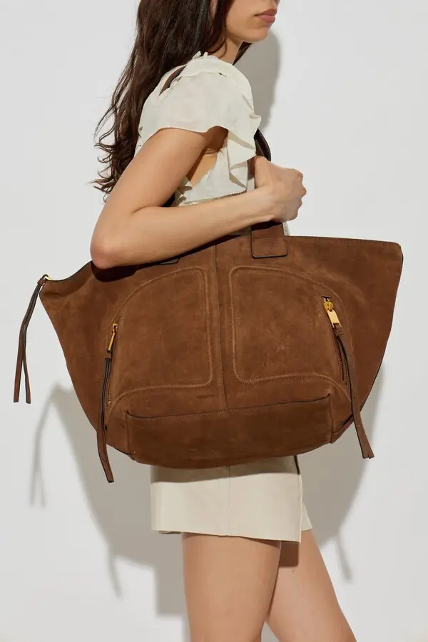 ALLSAINTS Jean Rey Suede Tote Bag - Brown