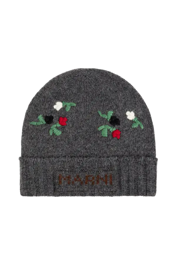Marni Embroidered Beanie - Grey