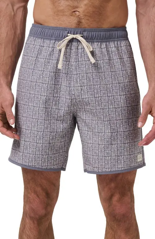 Travis Mathew Cabana Board Shorts With Drawstring Waist And Printed Pattern - Heather Grey