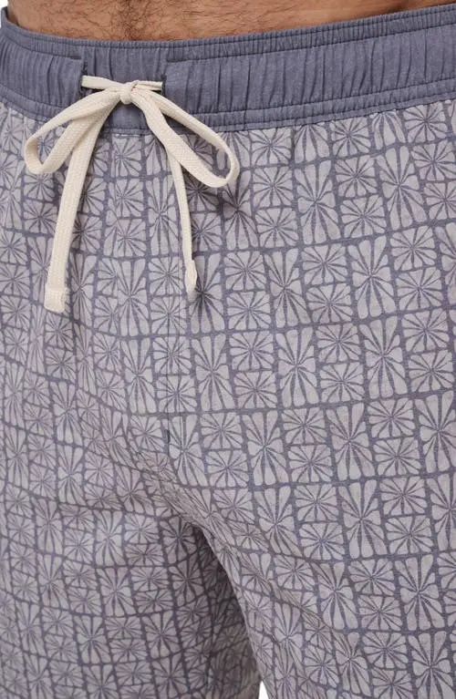 Travis Mathew Cabana Board Shorts With Drawstring Waist And Printed Pattern - Heather Grey