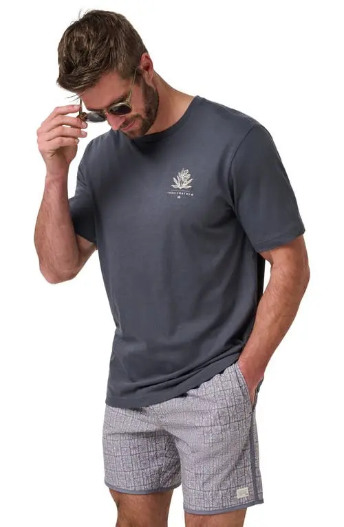 Travis Mathew Cabana Board Shorts With Drawstring Waist And Printed Pattern - Heather Grey