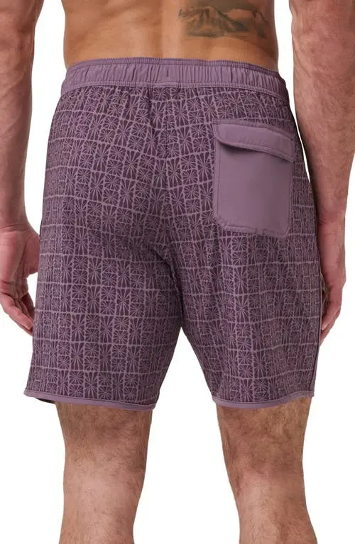 Travis Mathew Cabana Board Shorts With Drawstring Waist And Printed Pattern