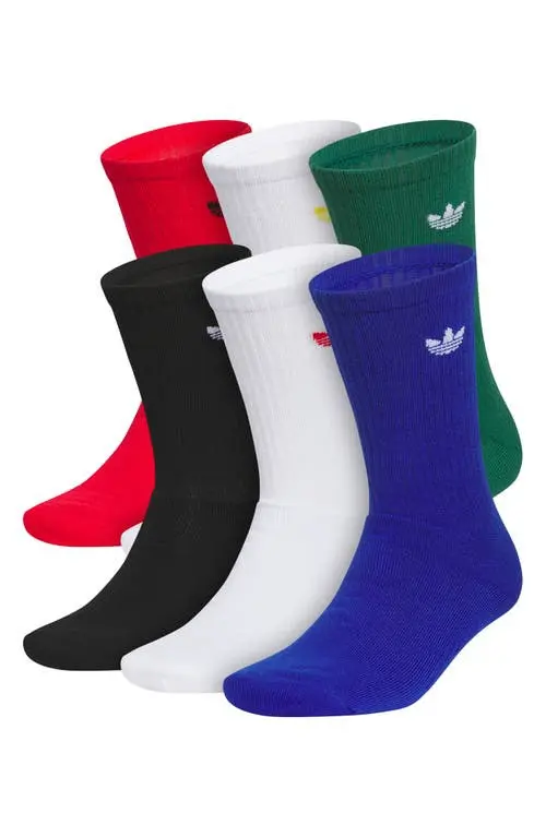 Adidas Originals Trefoil Rib Crew Socks 6-pack - Scarlet/green/royal Blue