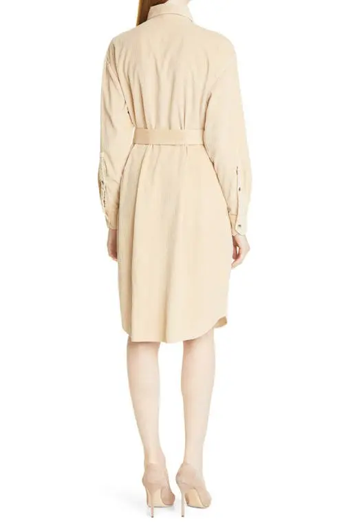 BOSS Desterig Belted Long Sleeve Corduroy Shirtdress