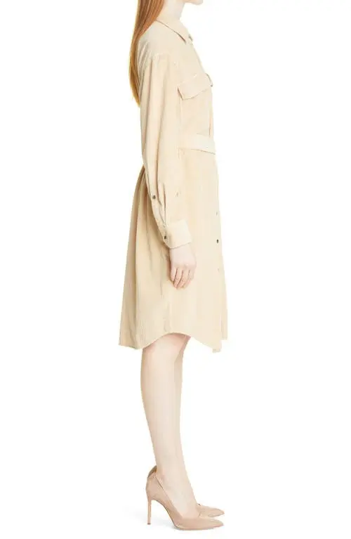BOSS Desterig Belted Long Sleeve Corduroy Shirtdress