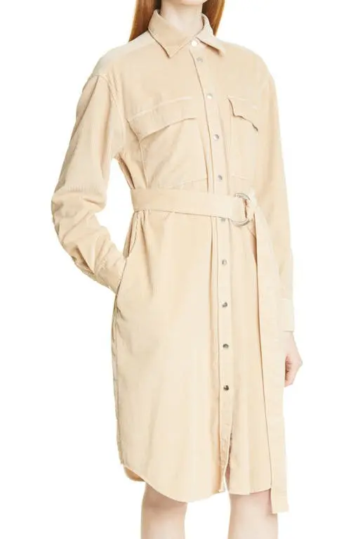 BOSS Desterig Belted Long Sleeve Corduroy Shirtdress