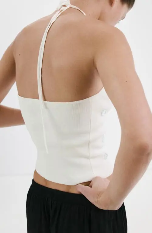 Mango Metallic Appliqué Halter Top