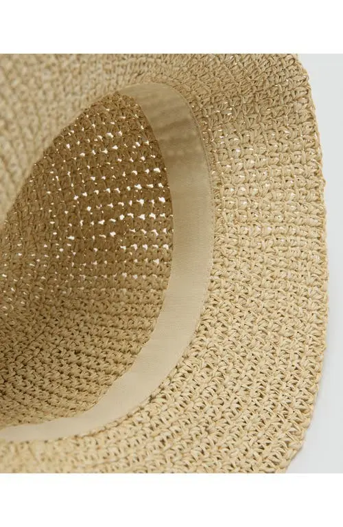 Mango Crochet Raffia Bucket Hat - Ecru