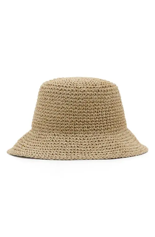 Mango Crochet Raffia Bucket Hat - Ecru