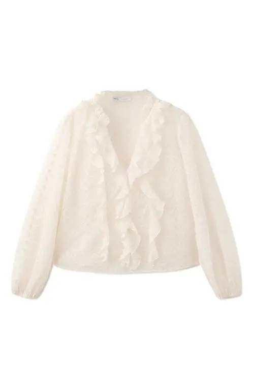 Mango Ruffle Detail Embroidered Top