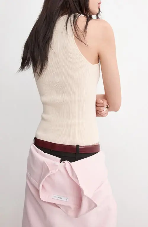 Mango Ribbed Jewel Neck Tank - Ecru