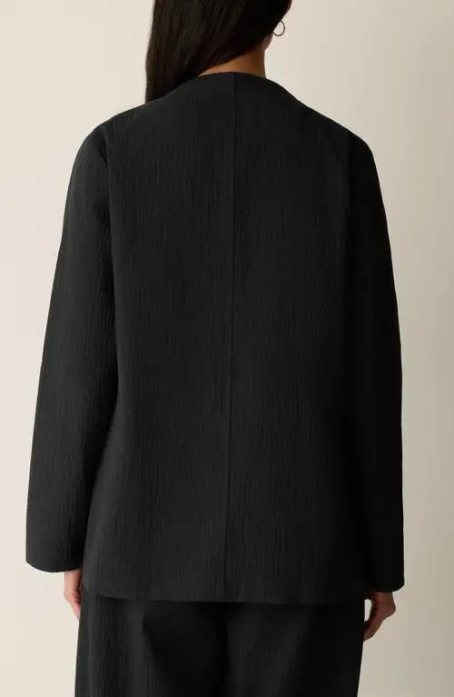 Eileen Fisher High Collar Cutaway Jacket In Organic Cotton