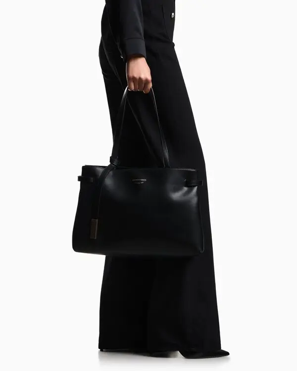 Emporio Armani Nora M Leather Tote Bag
