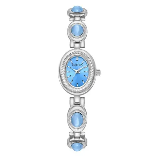 BERTHA WATCHES Rosalie Oval Jade Stone Bracelet Watch - Blue