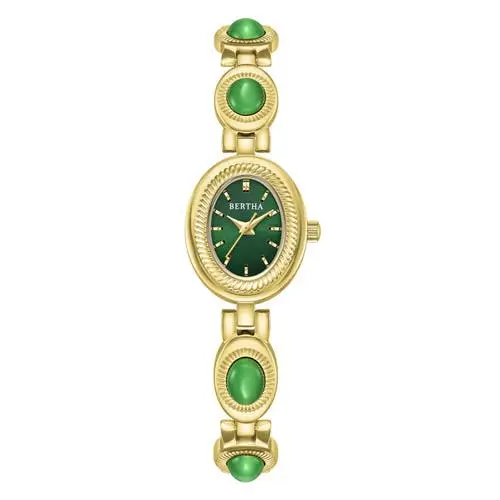 BERTHA WATCHES Rosalie Oval-shaped Jade Stone Bracelet Watch - Green