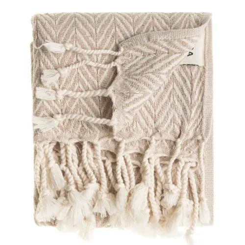 OLIVIERA HOME Herringbone Turkish Cotton Hand Towel Bundle - Sand