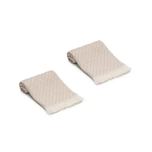 OLIVIERA HOME Serenity Grid Turkish Cotton Hand Towelsset Of 2 - Sand
