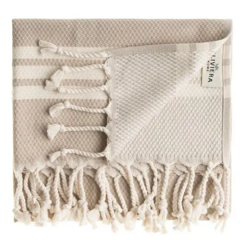 OLIVIERA HOME Newport Turkish Cotton Hand & Kitchen Towel Bundle - Sand
