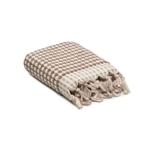 OLIVIERA HOME Dots Turkish Cotton Terry Hand Towel Bundle - Taupe Brown