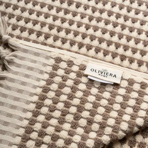 OLIVIERA HOME Dots Turkish Cotton Terry Hand Towel Bundle - Taupe Brown
