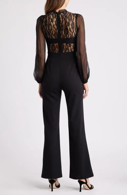 Bebe Lace Bodice Long Sleeve Jumpsuit