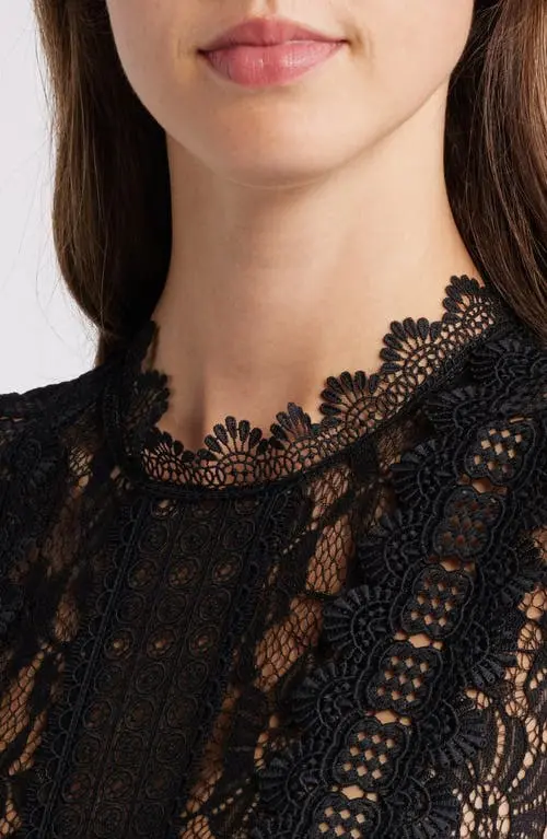 Bebe Lace Bodice Long Sleeve Jumpsuit