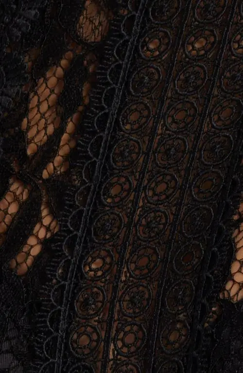 Bebe Lace Bodice Long Sleeve Jumpsuit