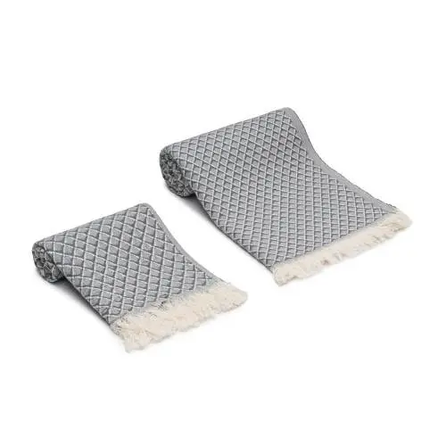 OLIVIERA HOME Serenity Grid Turkish Cotton Bath And Hand Towelset