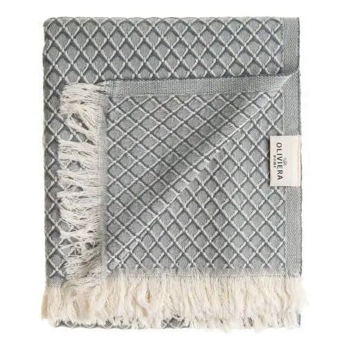 OLIVIERA HOME Serenity Grid Turkish Cotton Bath And Hand Towelset