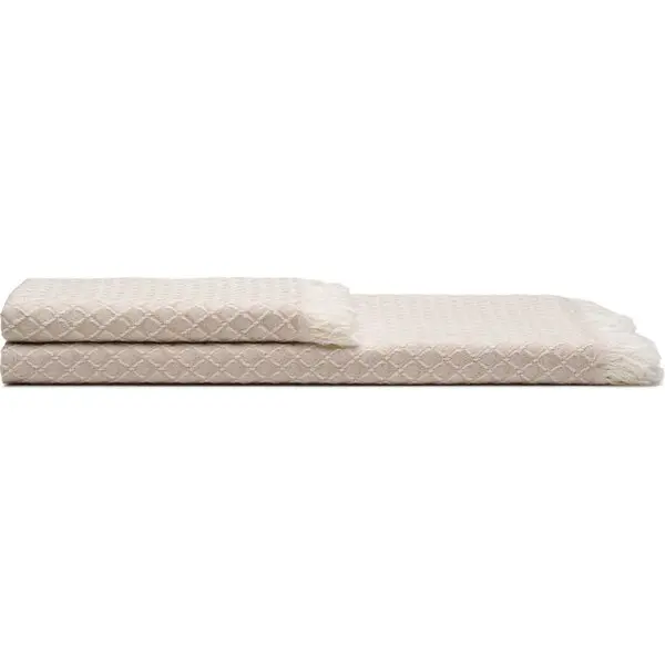 OLIVIERA HOME Serenity Grid Turkish Cotton Bath And Hand Towelset - Sand