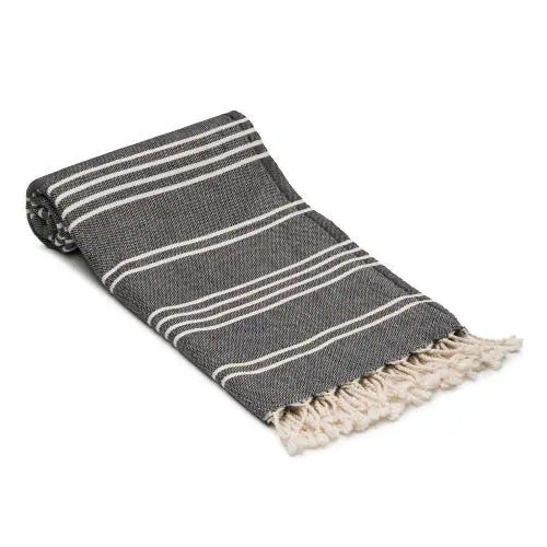 OLIVIERA HOME Essential Stripe Turkish Cotton Bath Towel - Black