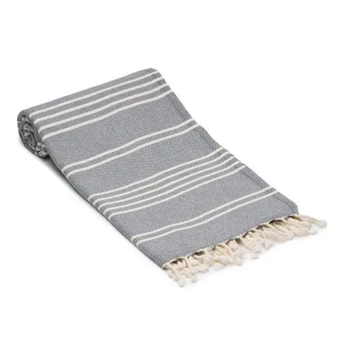 OLIVIERA HOME Essential Stripe Turkish Cotton Bath Towel - Gray