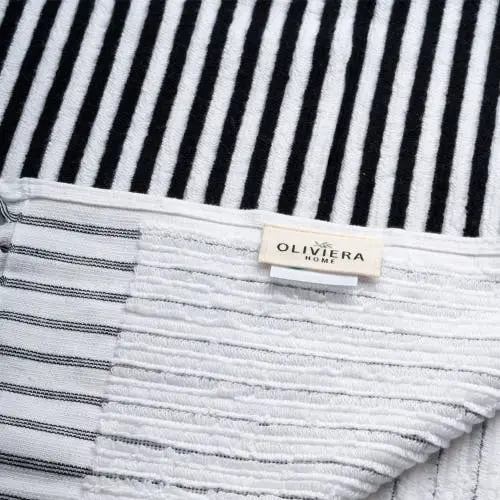 OLIVIERA HOME Stripes Turkish Cotton Terry Bath And Hand Towelset