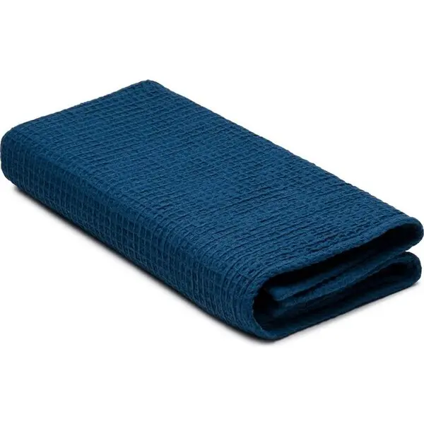 OLIVIERA HOME Waffle Turkish Cotton Bath Towel - Navy