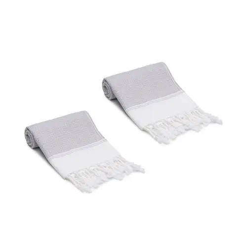 OLIVIERA HOME Pria Turkish Cotton Hand Towelsset Of 2 - Light Gray