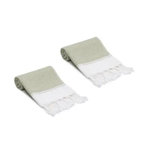 OLIVIERA HOME Pria Turkish Cotton Hand Towelsset Of 2 - Sage Green