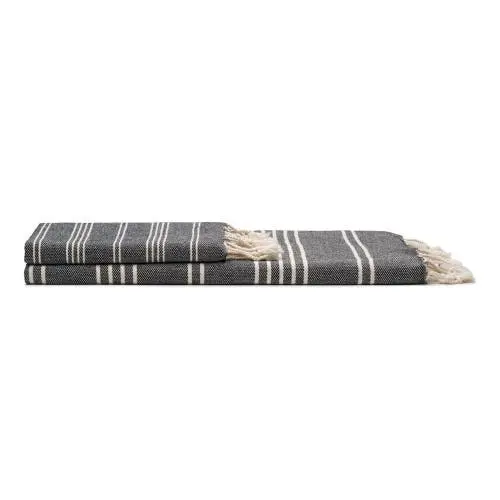 OLIVIERA HOME Essential Stripe Turkish Cotton Bath And Hand Towelset - Black