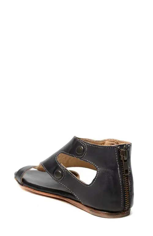 Bed Stu Soto Flat Sandals - Black Rustic Leather